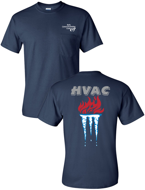 BCTC East Campus Store. Navy HVAC Pocket Tee